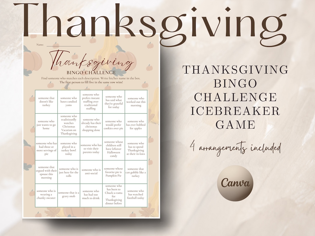 Thanksgiving Bingo Printable - Thanksgiving Games - Thanksgiving Table ...