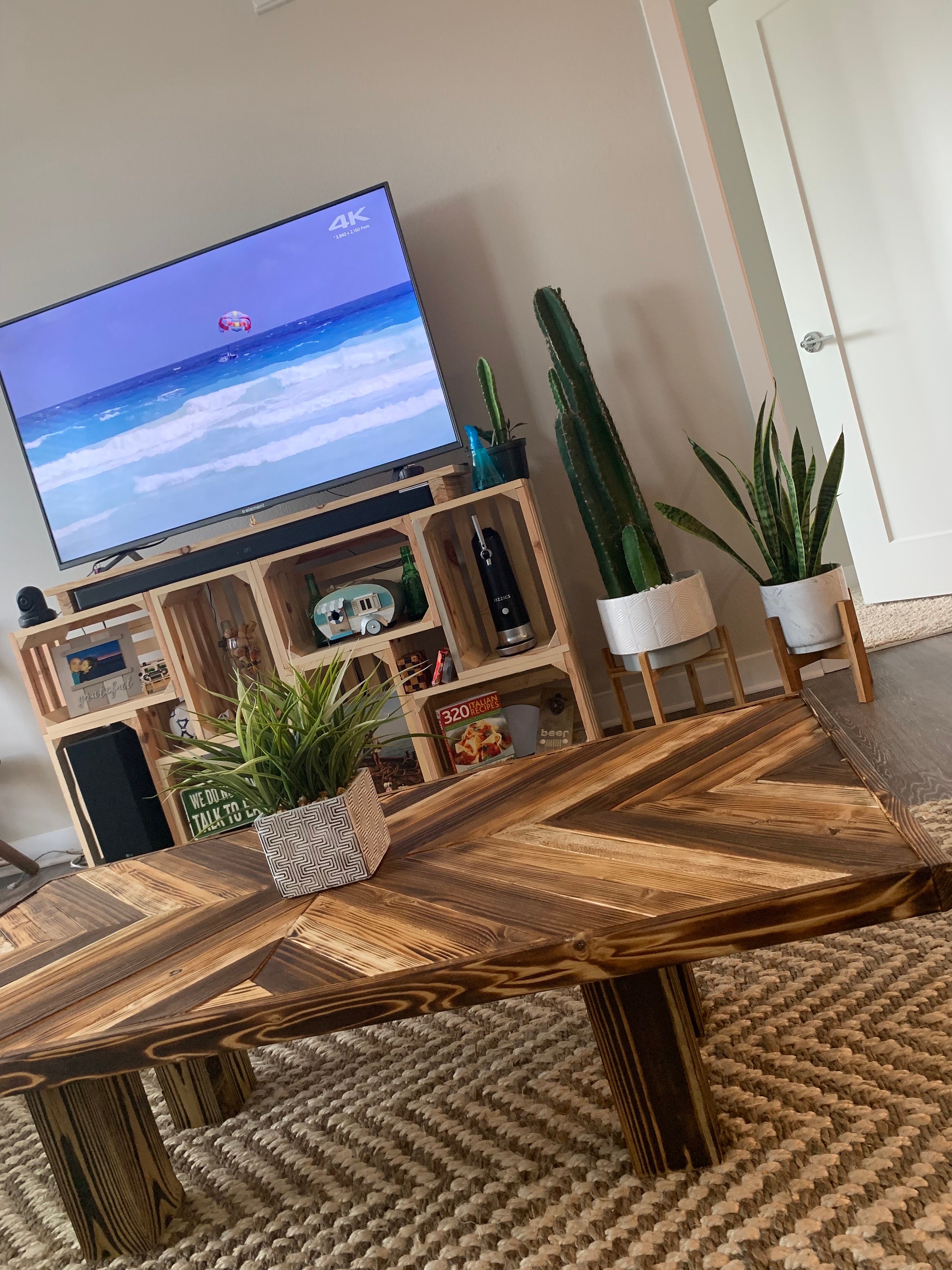 Rectangle Coffee Table, Chevron Pattern Table, Chevron Coffee Table ...