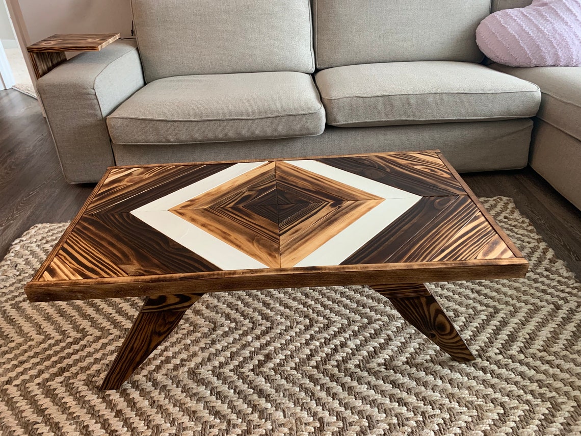 Rectangle Coffee Table, Chevron Pattern Table, Chevron Coffee Table ...