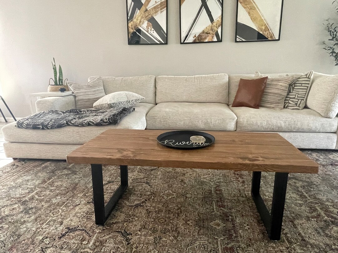 Wooden Rectangle Coffee Table With U Shaped Metal Legs - Etsy