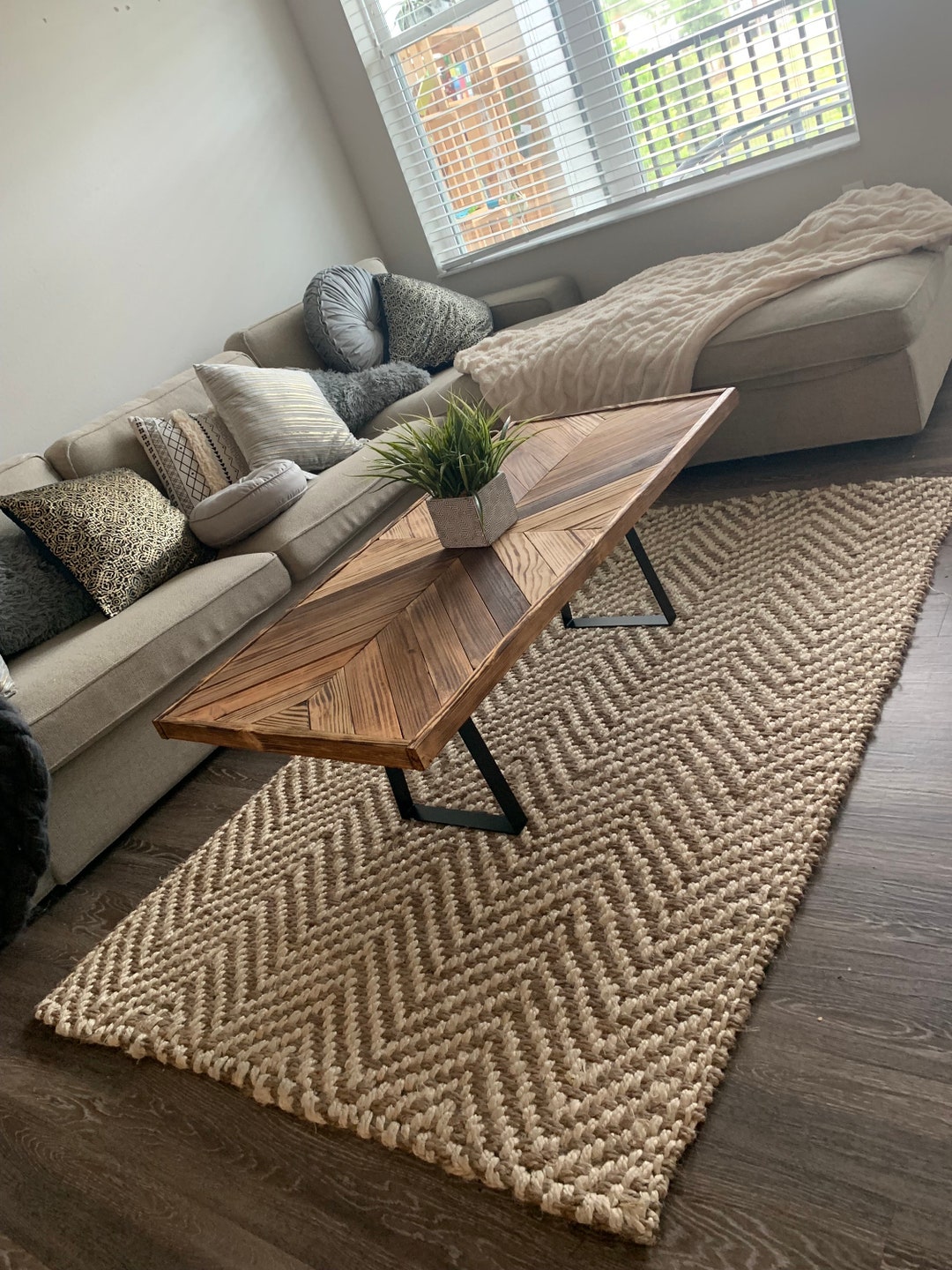 Rectangle Coffee Table, Chevron Pattern Table, Chevron Coffee Table ...