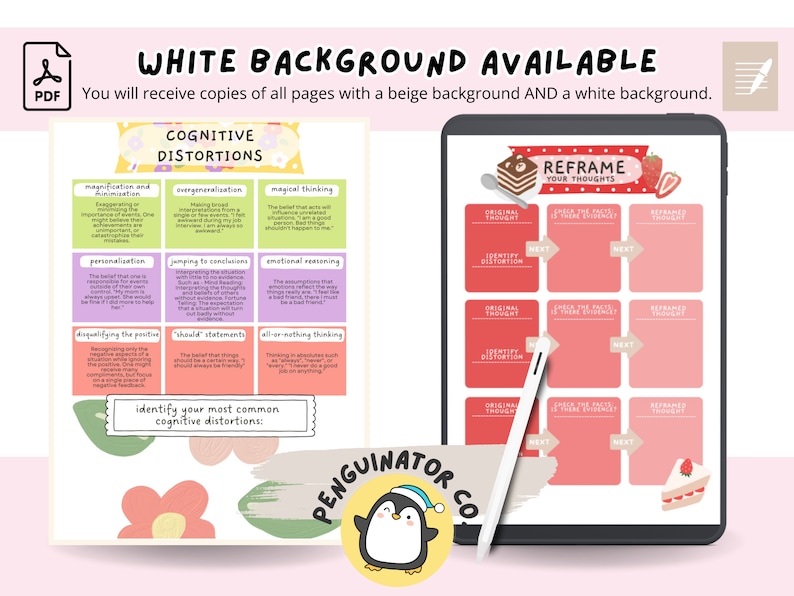 CBT Worksheets | Cognitive Distortions | Reframe Your Thoughts ...