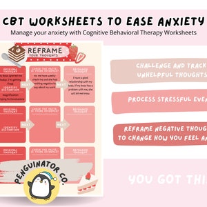 CBT Worksheets Cognitive Distortions Reframe Your Thoughts - Etsy