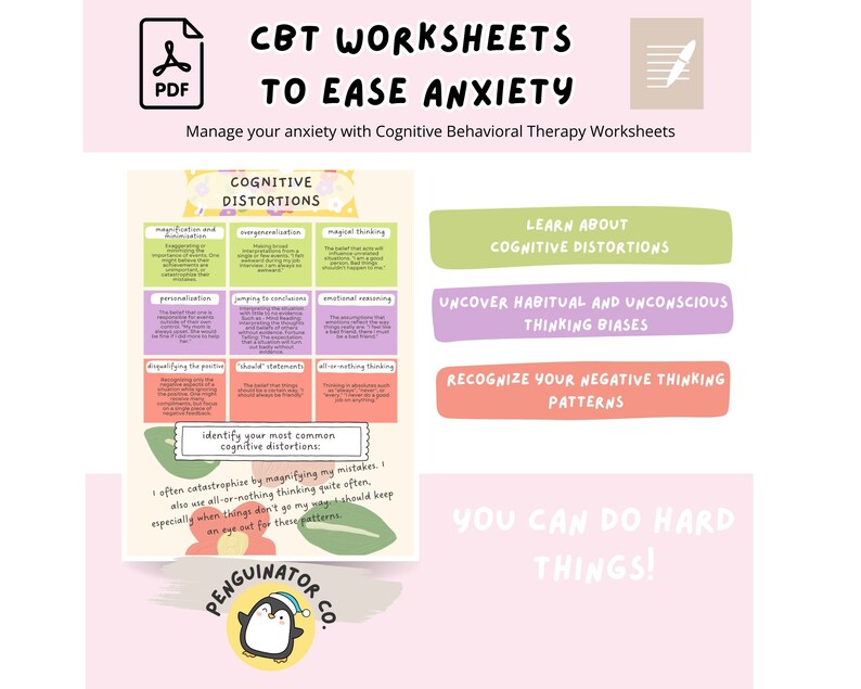 CBT Worksheets | Cognitive Distortions | Reframe Your Thoughts ...