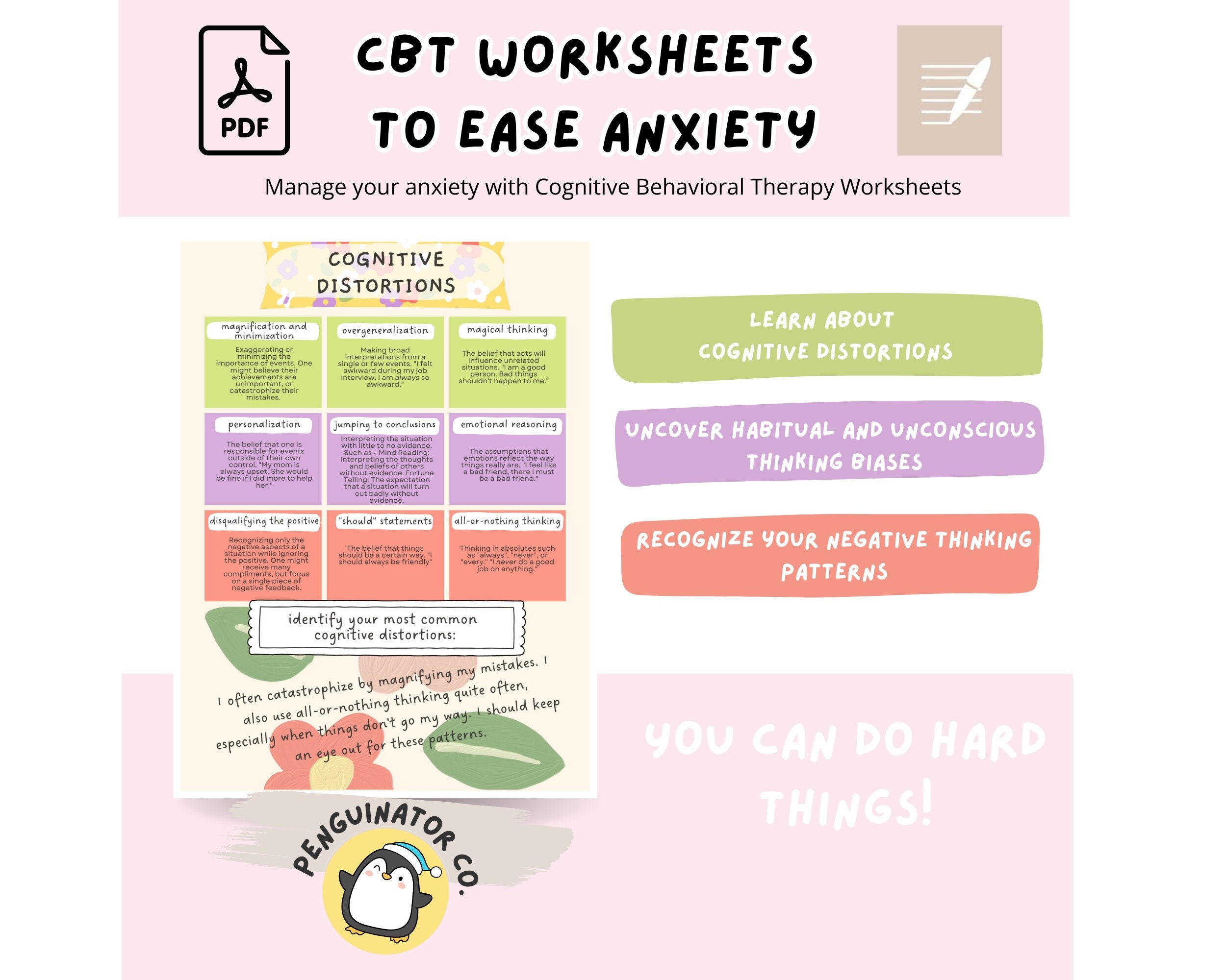 CBT Worksheets | Cognitive Distortions | Reframe Your Thoughts ...