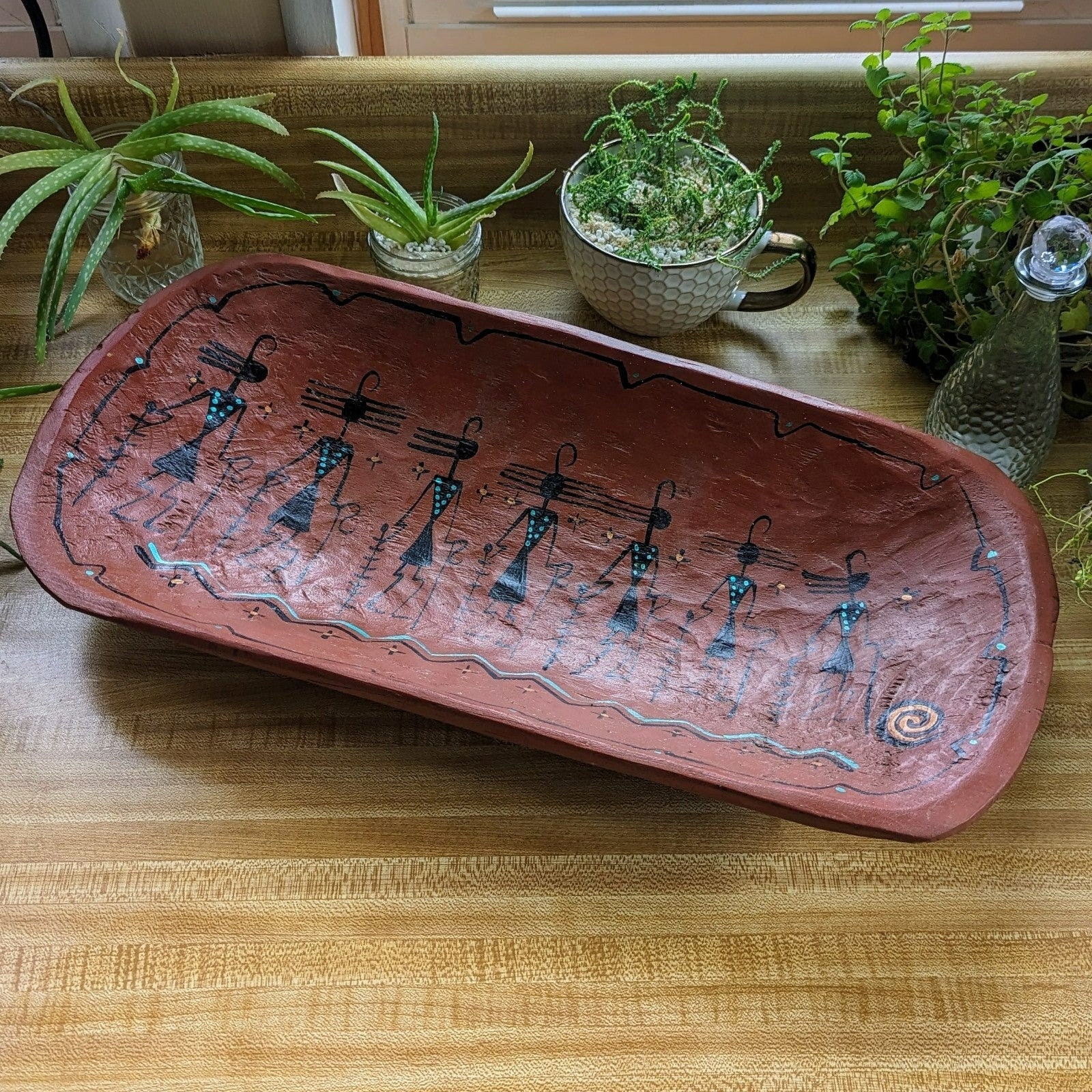 Vintage Signed CJ Prophet Native American Indian Hopi Wooden Bread Bowl ...