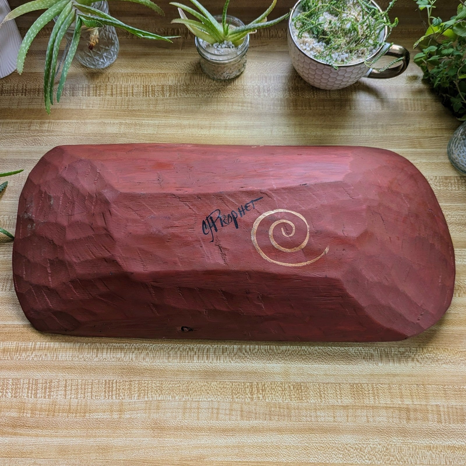 Vintage Signed CJ Prophet Native American Indian Hopi Wooden Bread Bowl ...