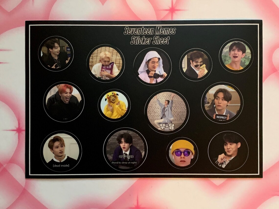 Seventeen Memes Sticker Sheet Jeonghan Hoshi Wonwoo DK - Etsy