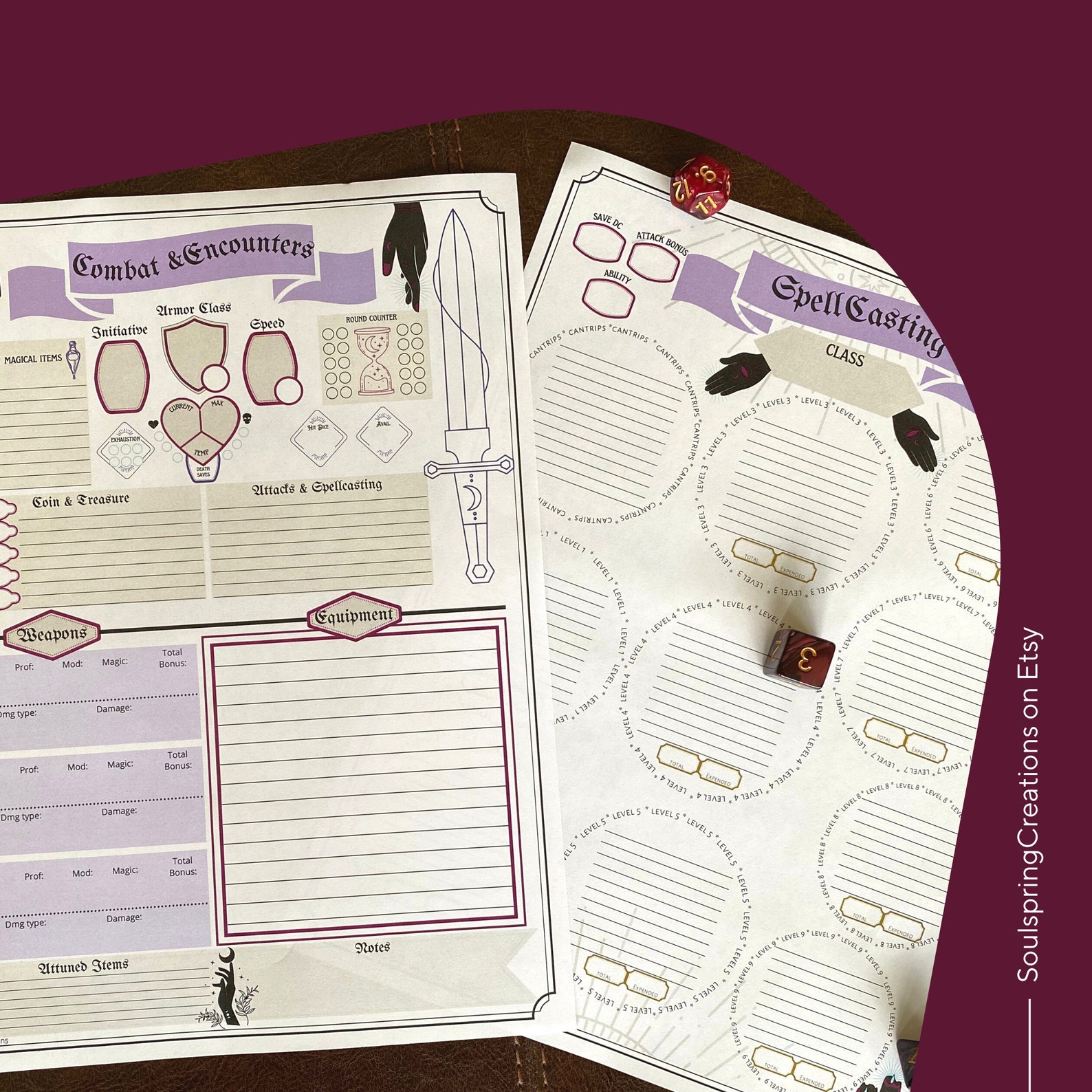 Witchy Dnd 5e Character Sheet, Dungeons and Dragons Stat Sheet, Dnd PDF ...