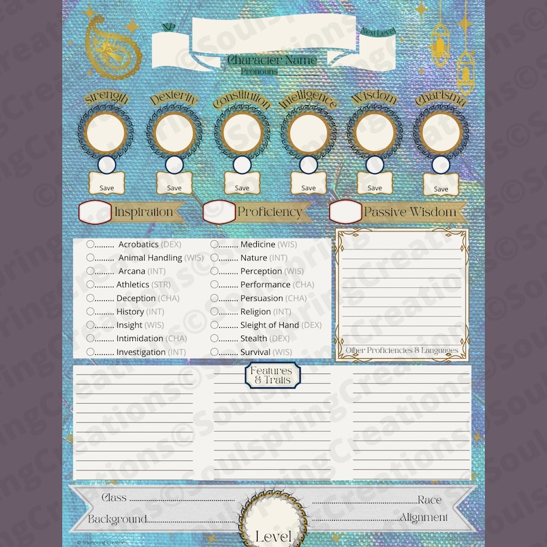 Peacock | Dnd 5e Character Sheet, Dungeons and Dragons Stat Sheet, Dnd ...