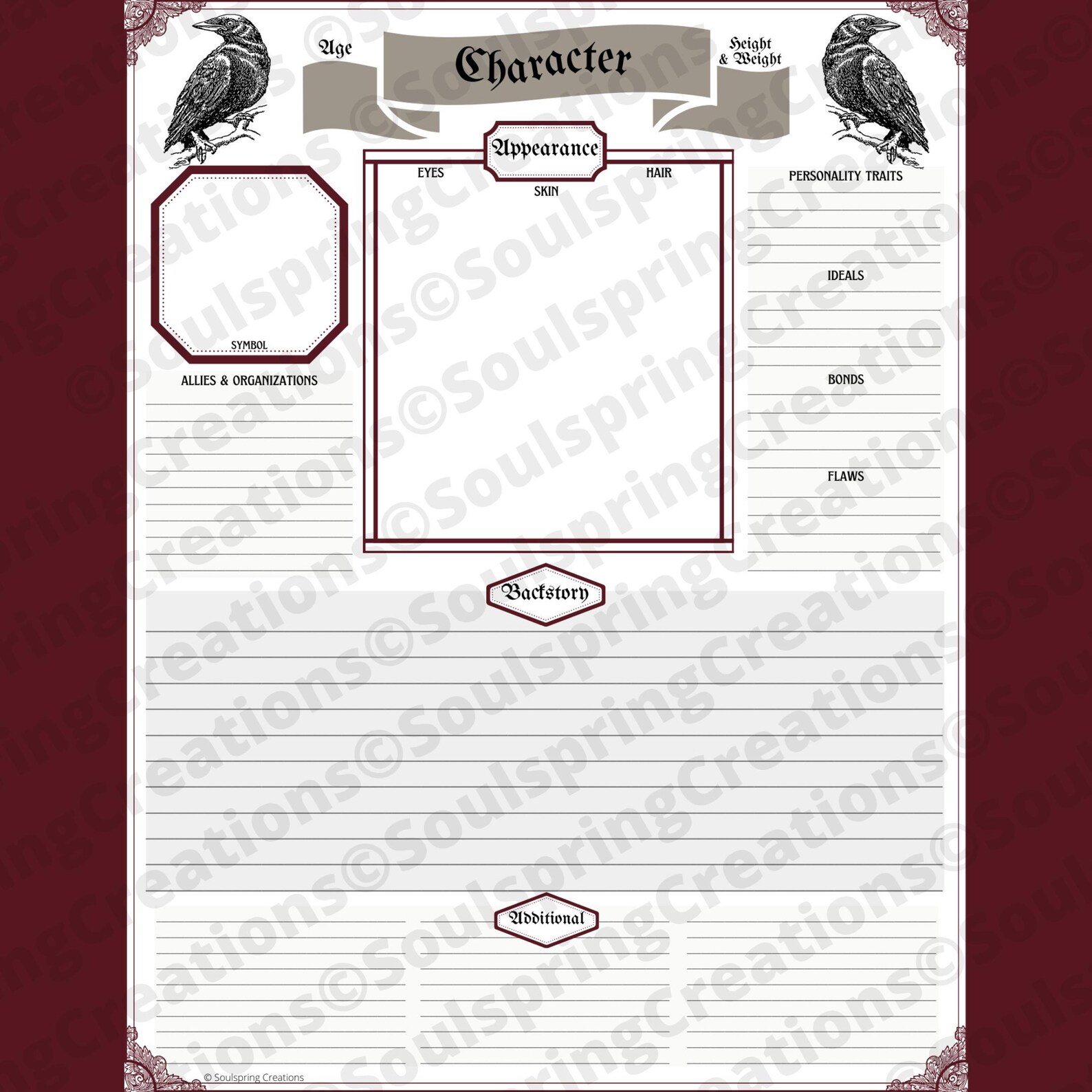 Gothic Dnd 5e Character Sheet: Dungeons and Dragons Stat Sheet (PDF ...