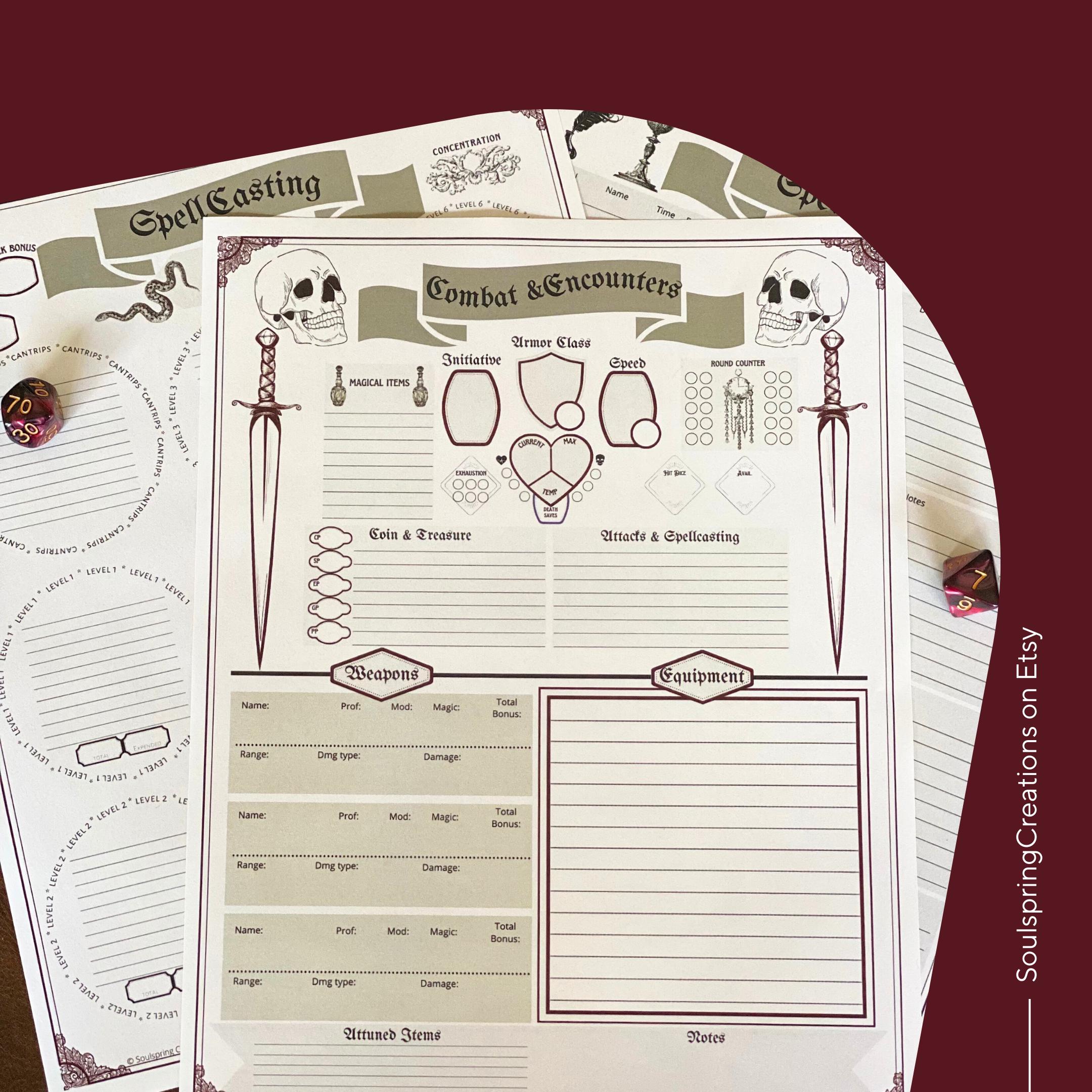 Gothic | Dnd 5e Character Sheet, Dungeons and Dragons Stat Sheet, Dnd ...