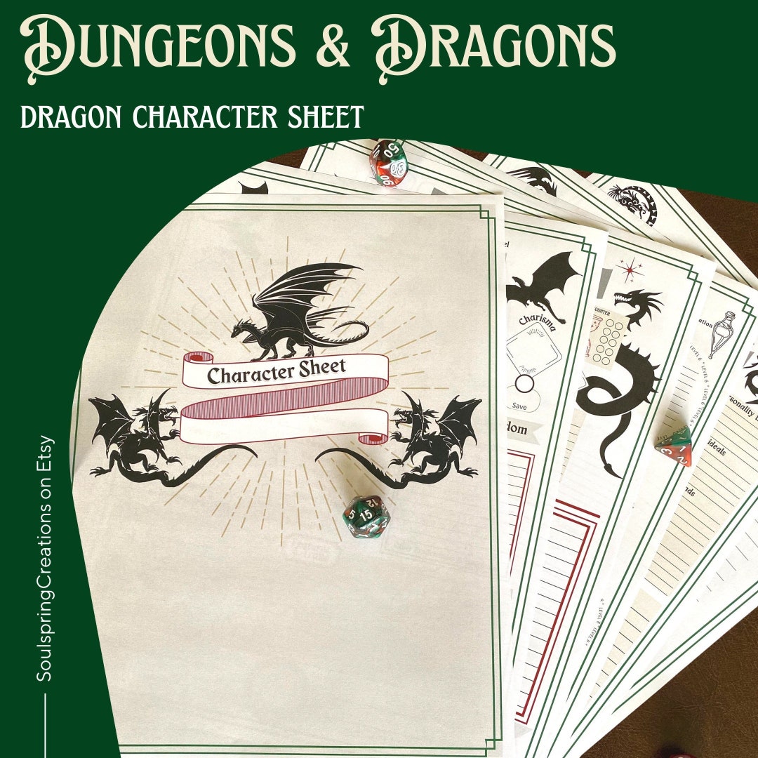 Dragon | Dnd 5e Character Sheet, Dungeons and Dragons Stat Sheet, Dnd ...