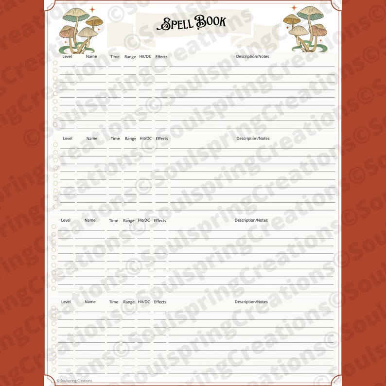 Mushroom Dnd 5e Character Sheet: Printable PDF (digital Download) - Etsy
