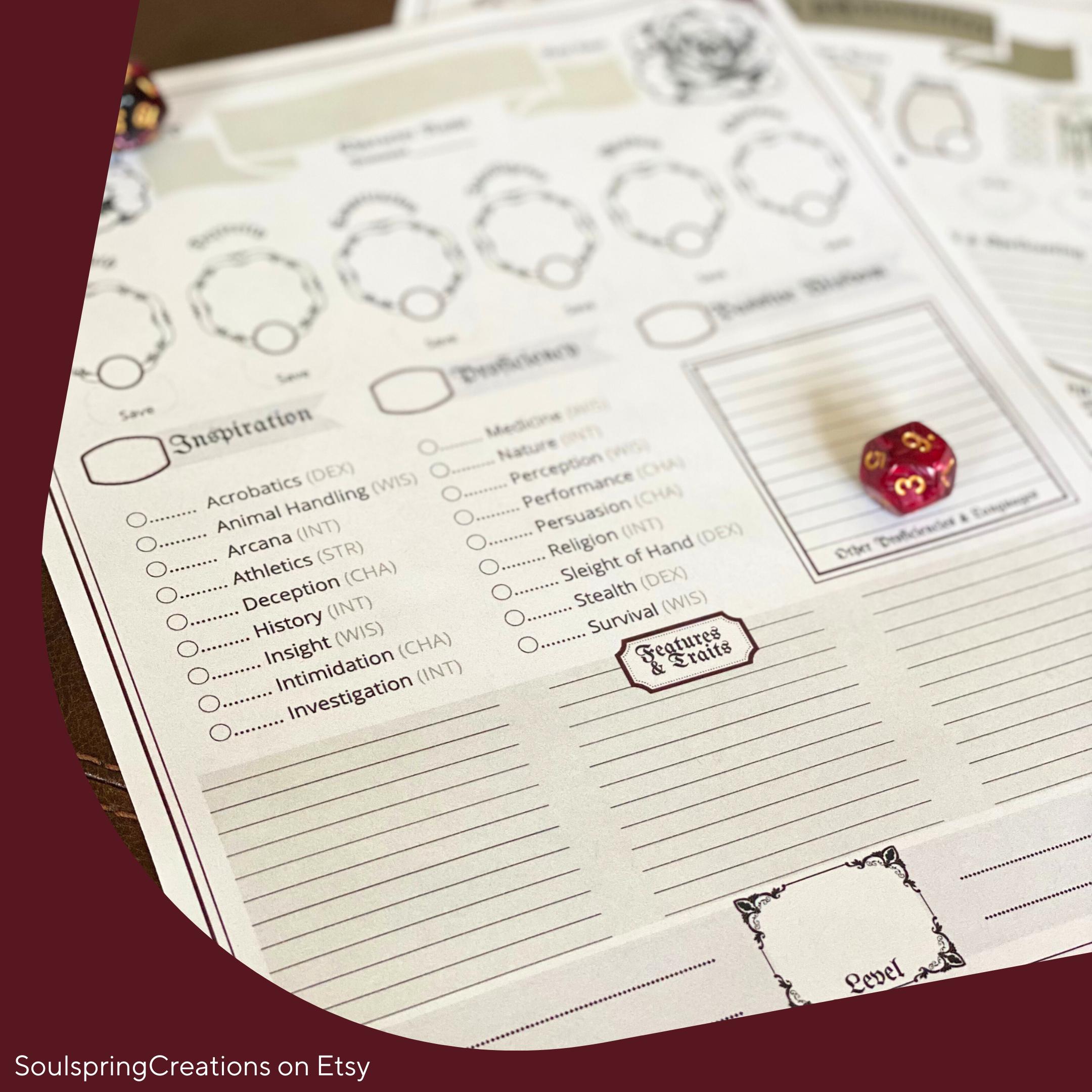 Gothic | Dnd 5e Character Sheet, Dungeons and Dragons Stat Sheet, Dnd ...