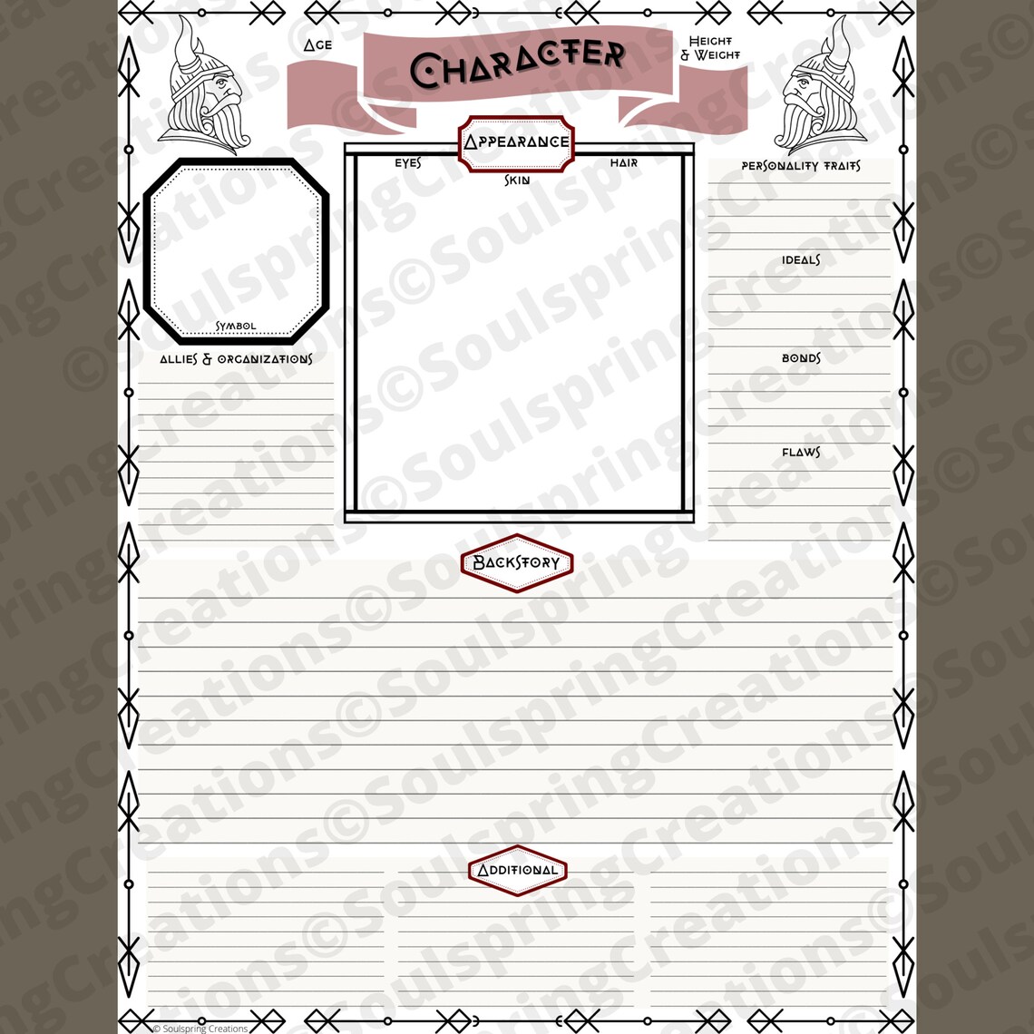 Viking Dnd 5e Character Sheet Dungeons and Dragons Stat - Etsy Hong Kong