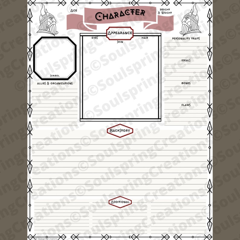 Viking Dnd 5e Character Sheet: Dungeons and Dragons Stat Sheet (PDF ...