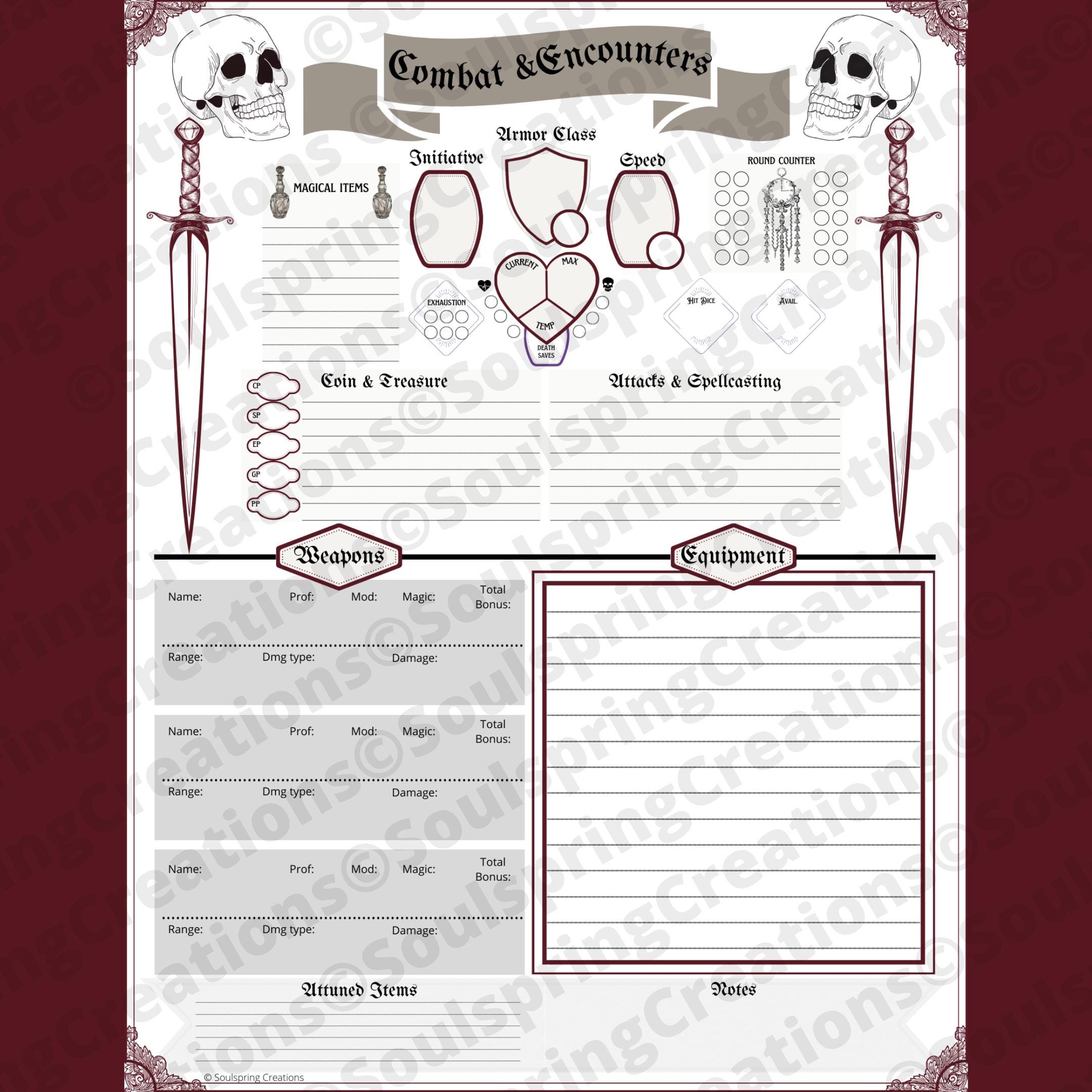 Gothic | Dnd 5e Character Sheet, Dungeons and Dragons Stat Sheet, Dnd ...