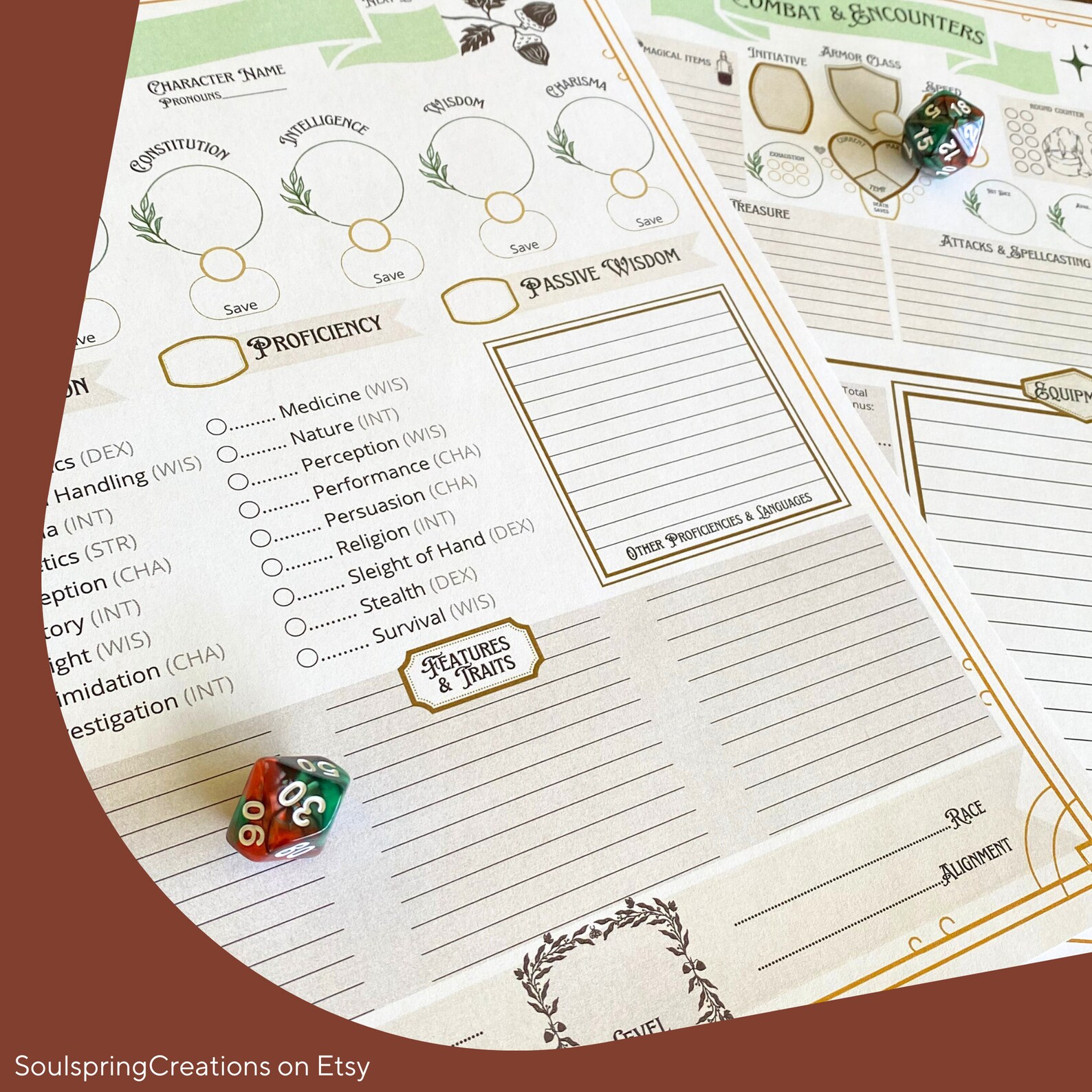 Woodland Dnd 5e Character Sheet, Dungeons and Dragons Stat Sheet, Dnd ...