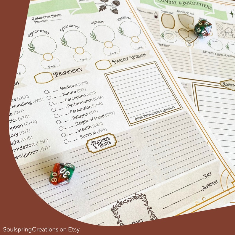 Woodland | Dnd 5e Character Sheet, Dungeons and Dragons Stat Sheet, Dnd ...