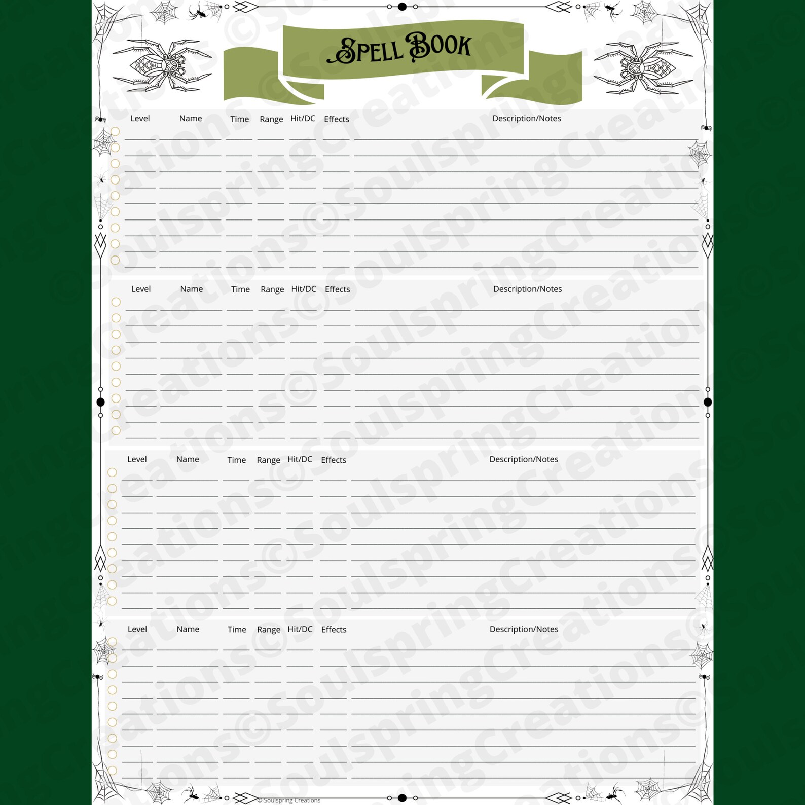 Spider Dnd 5e Character Sheet: Printable RPG Stat Sheet (PDF Download ...