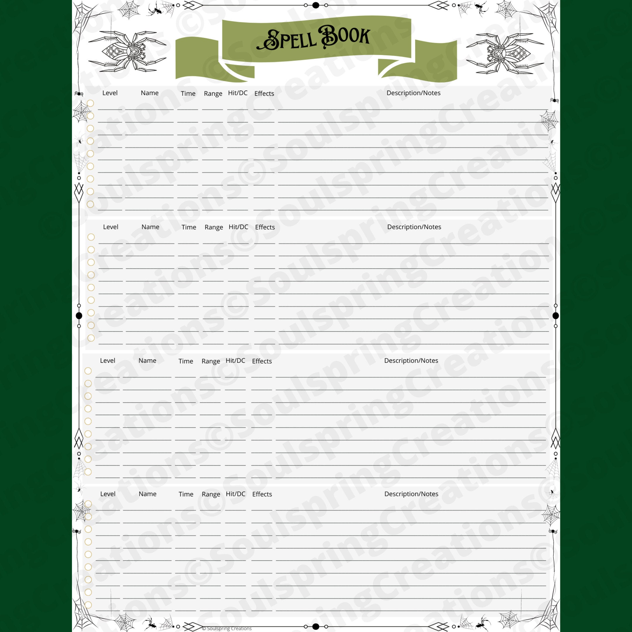 Spider Dnd 5e Character Sheet: Printable RPG Stat Sheet (PDF Download ...