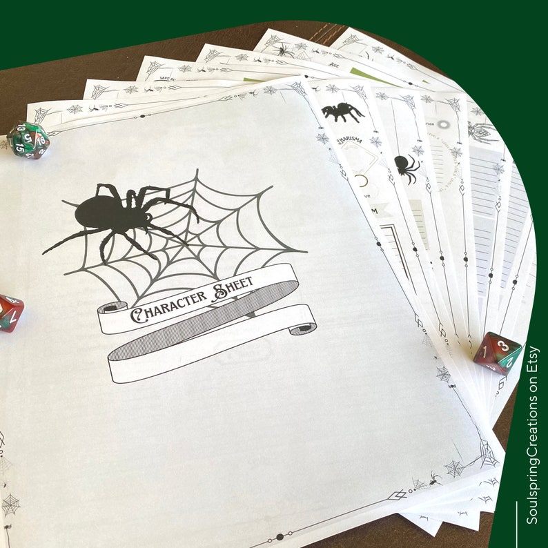 Spider Dnd 5e Character Sheet: Printable RPG Stat Sheet (PDF Download ...
