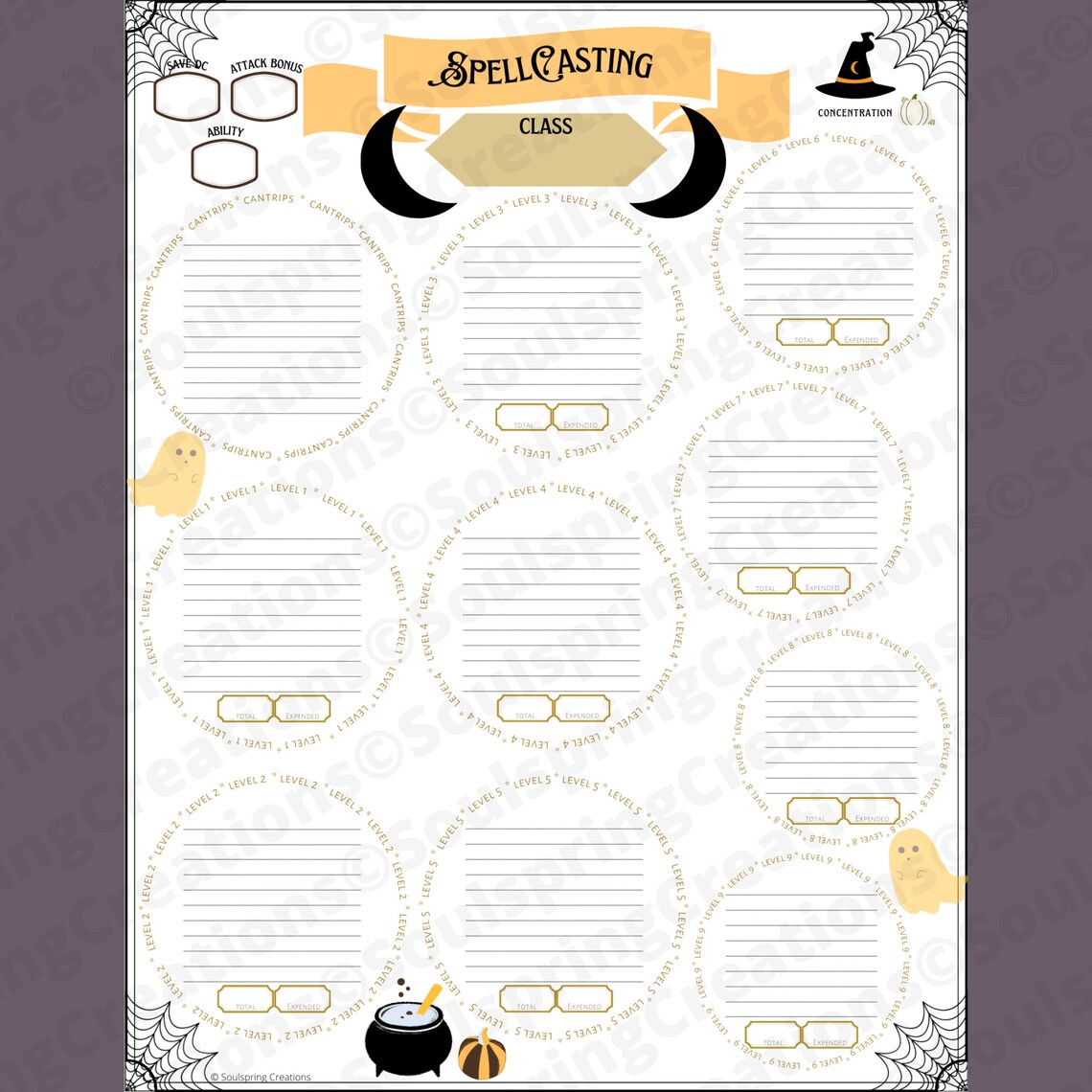 Halloween Dnd 5e Character Sheet: Printable Dungeons and Dragons Stat ...