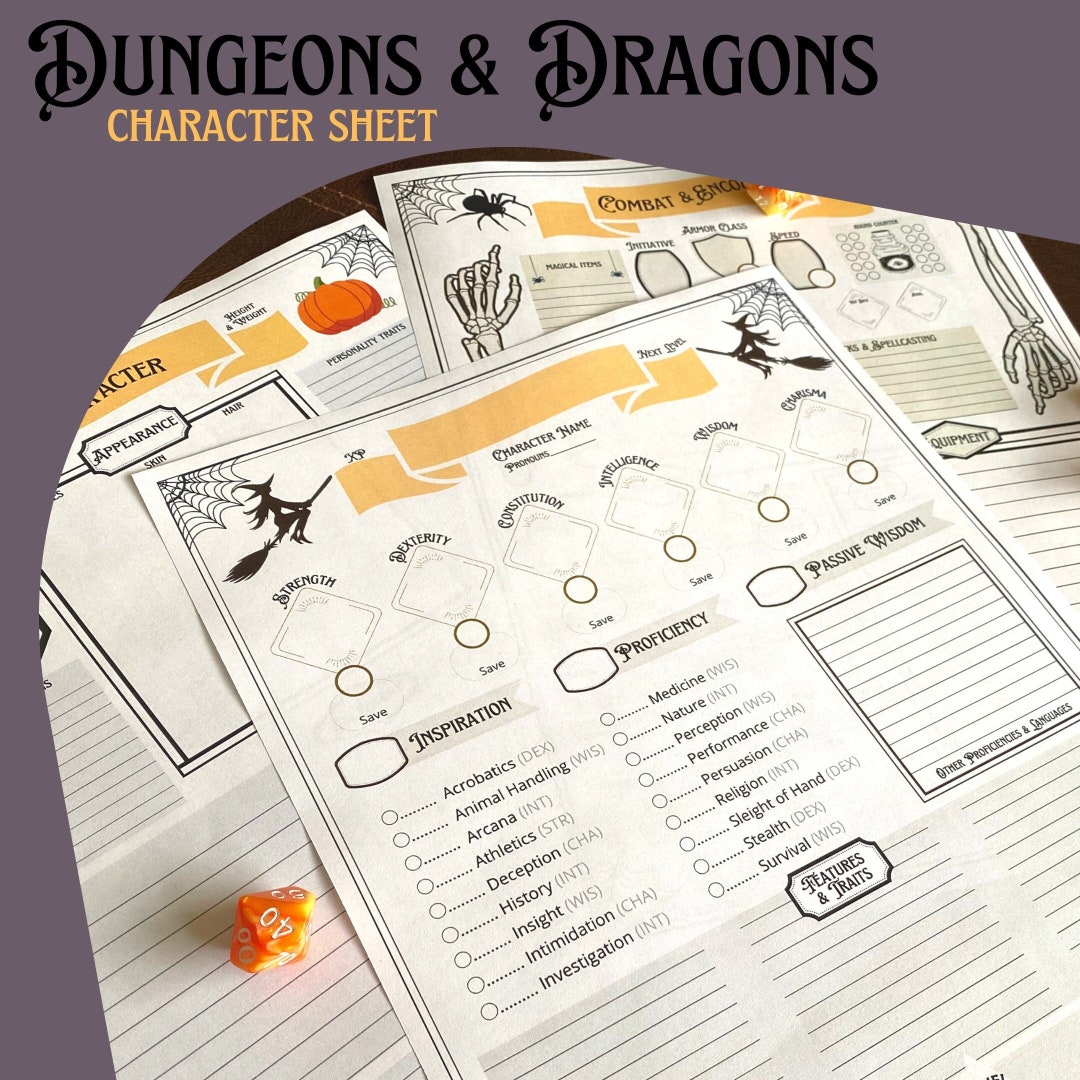 Halloween Dnd 5e Character Sheet: Printable Dungeons and Dragons Stat ...