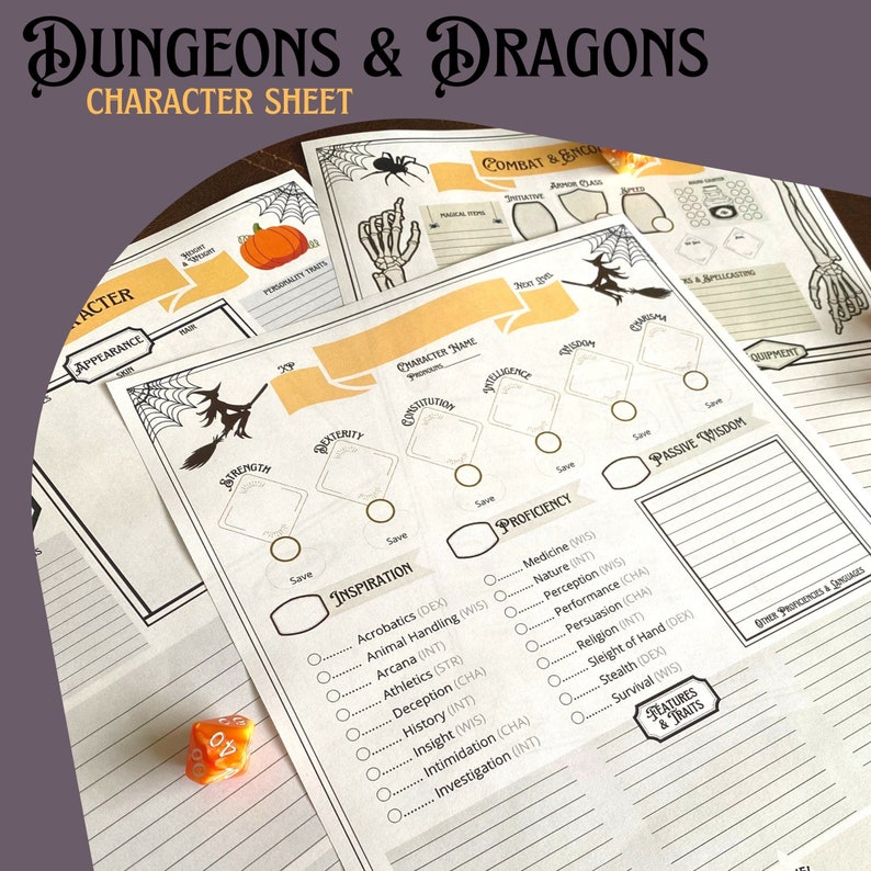 Halloween Dnd 5e Character Sheet: Printable Dungeons and Dragons Stat ...