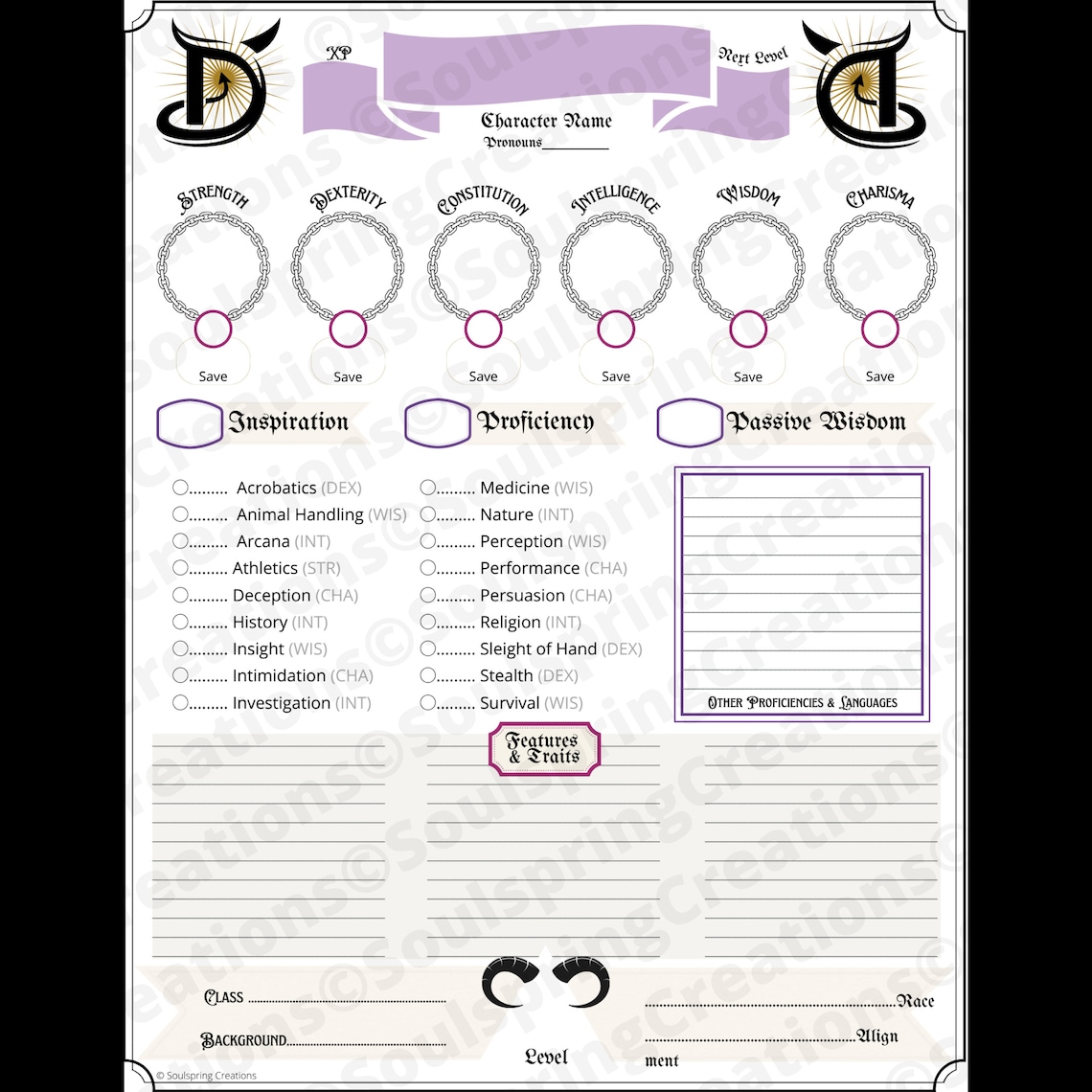 Tiefling Dnd 5e Character Sheet, Dungeons and Dragons Stat Sheet, Dnd ...