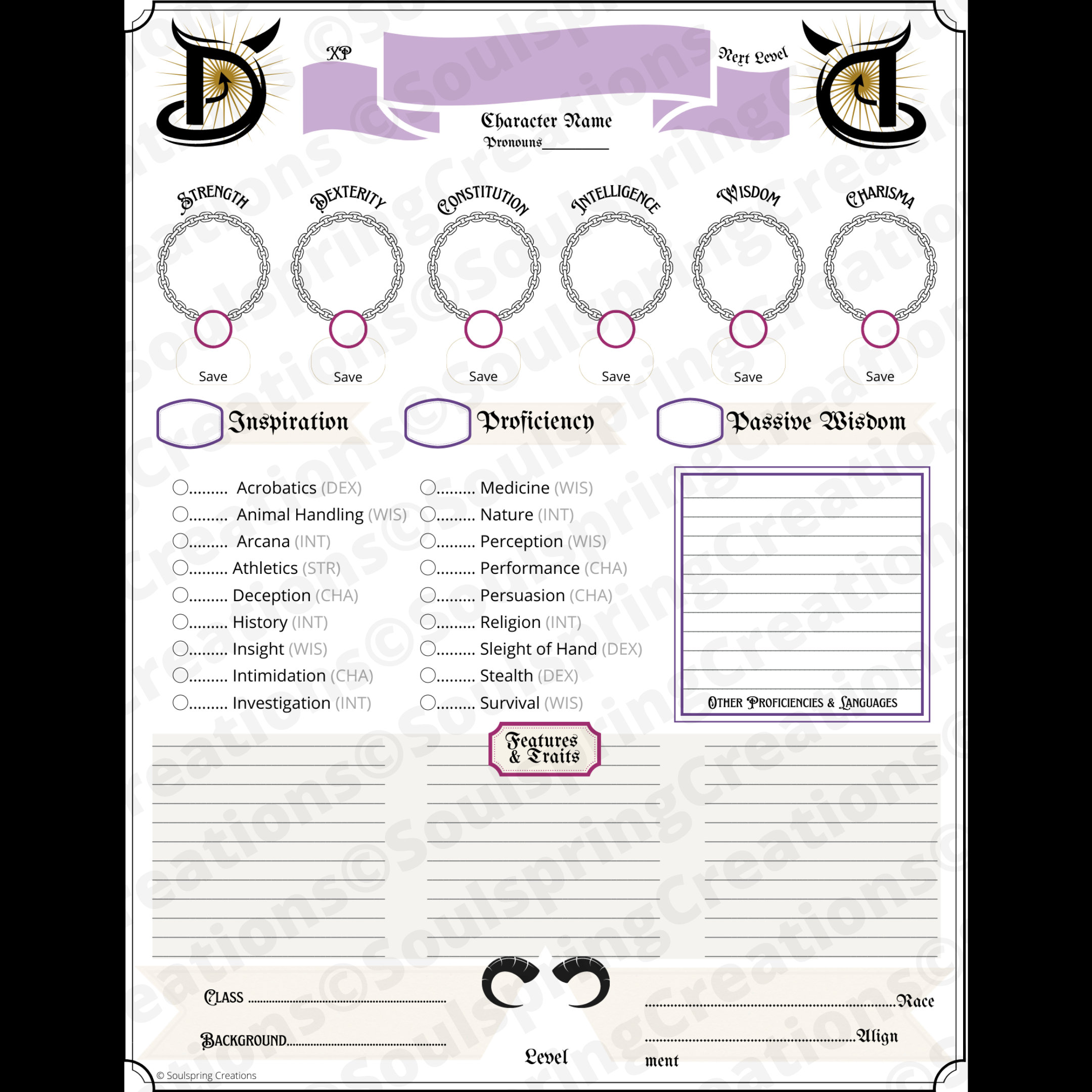 Tiefling | Dnd 5e Character Sheet, Dungeons and Dragons Stat Sheet, Dnd ...