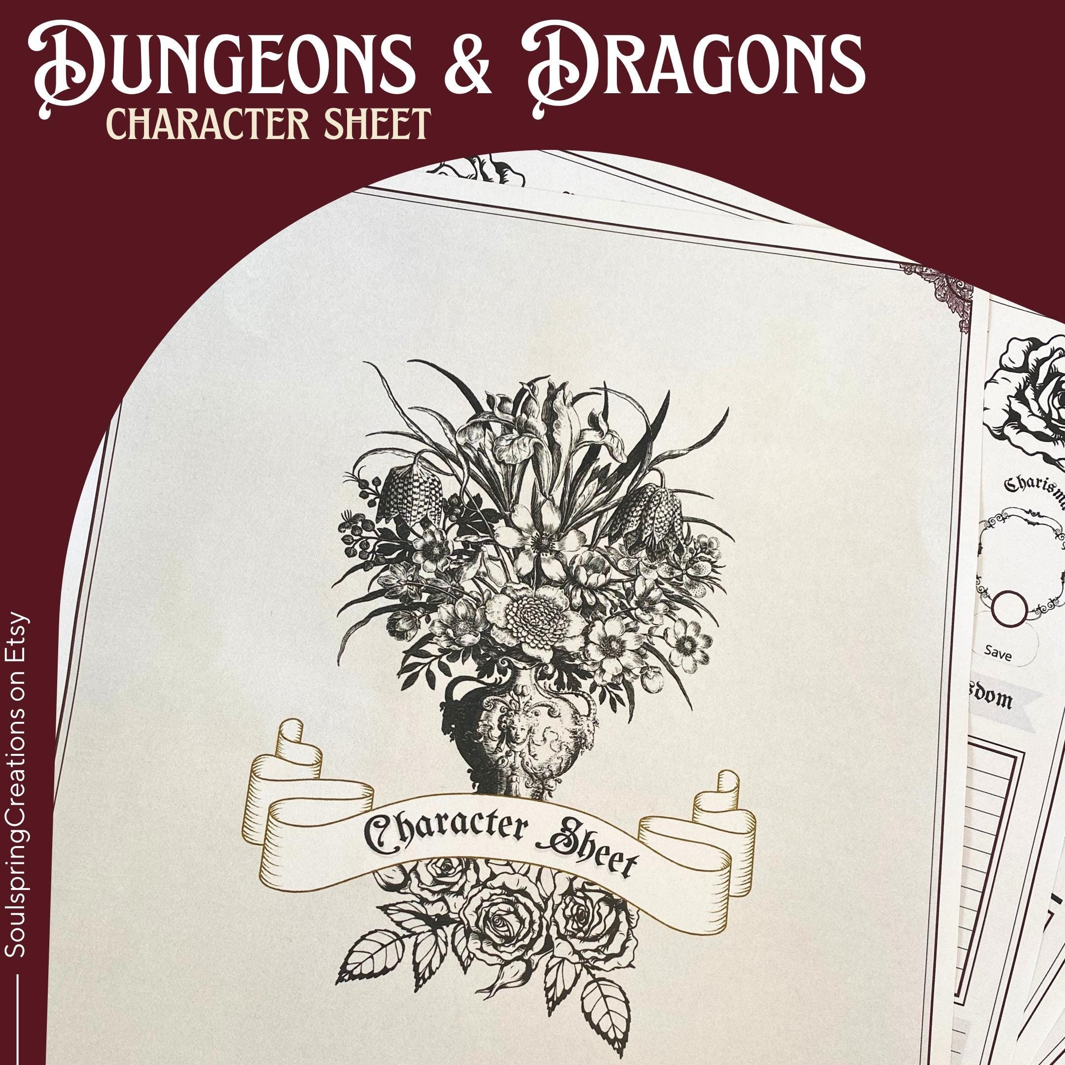 Gothic | Dnd 5e Character Sheet, Dungeons and Dragons Stat Sheet, Dnd ...