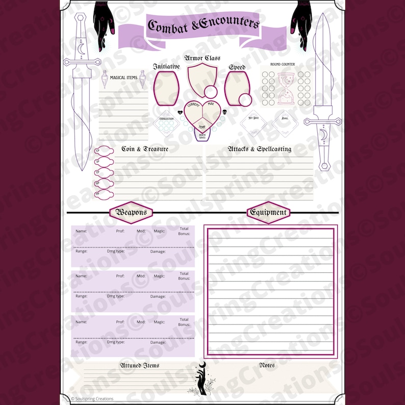 A5 Witchy | Dnd 5e Character Sheet, Dungeons and Dragons Stat Sheet ...