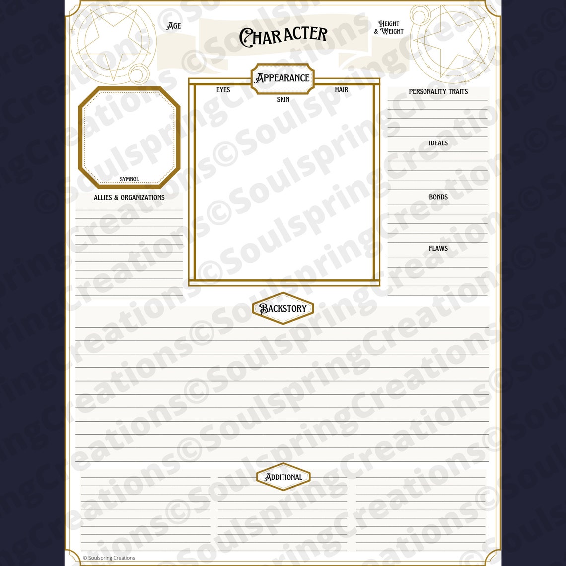 Celestial Dnd 5e Character Sheet Dungeons and Dragons Stat - Etsy Australia