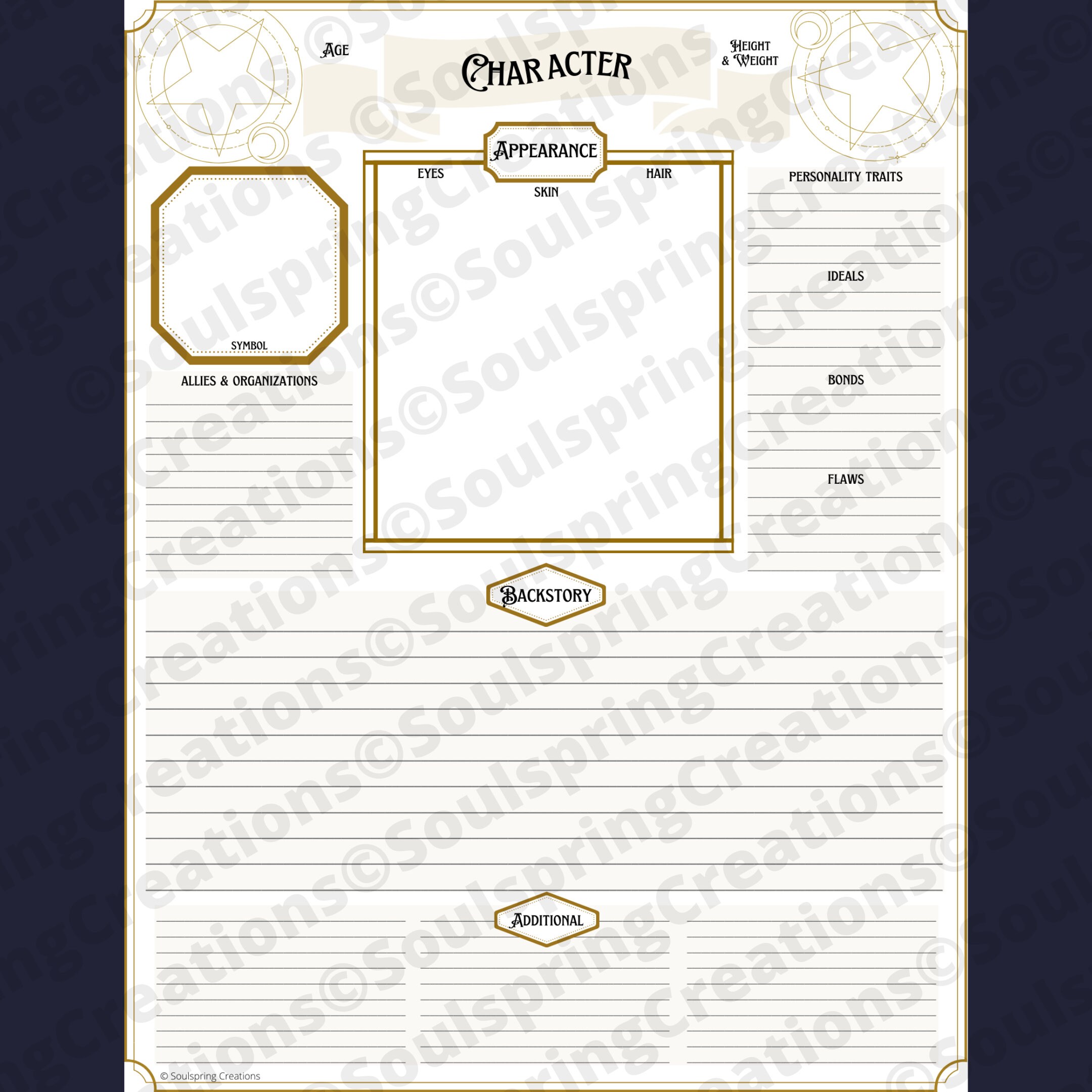 A5 Celestial Dnd 5e Character Sheet Dungeons and Dragons - Etsy Australia