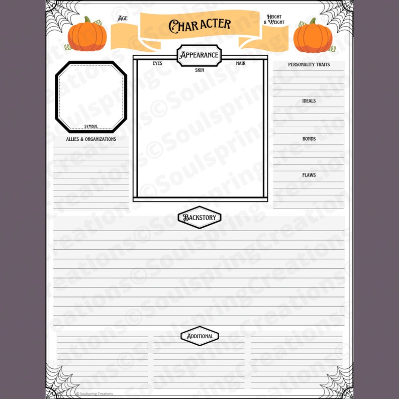 Halloween Dnd 5e Character Sheet: Printable Dungeons and Dragons Stat ...