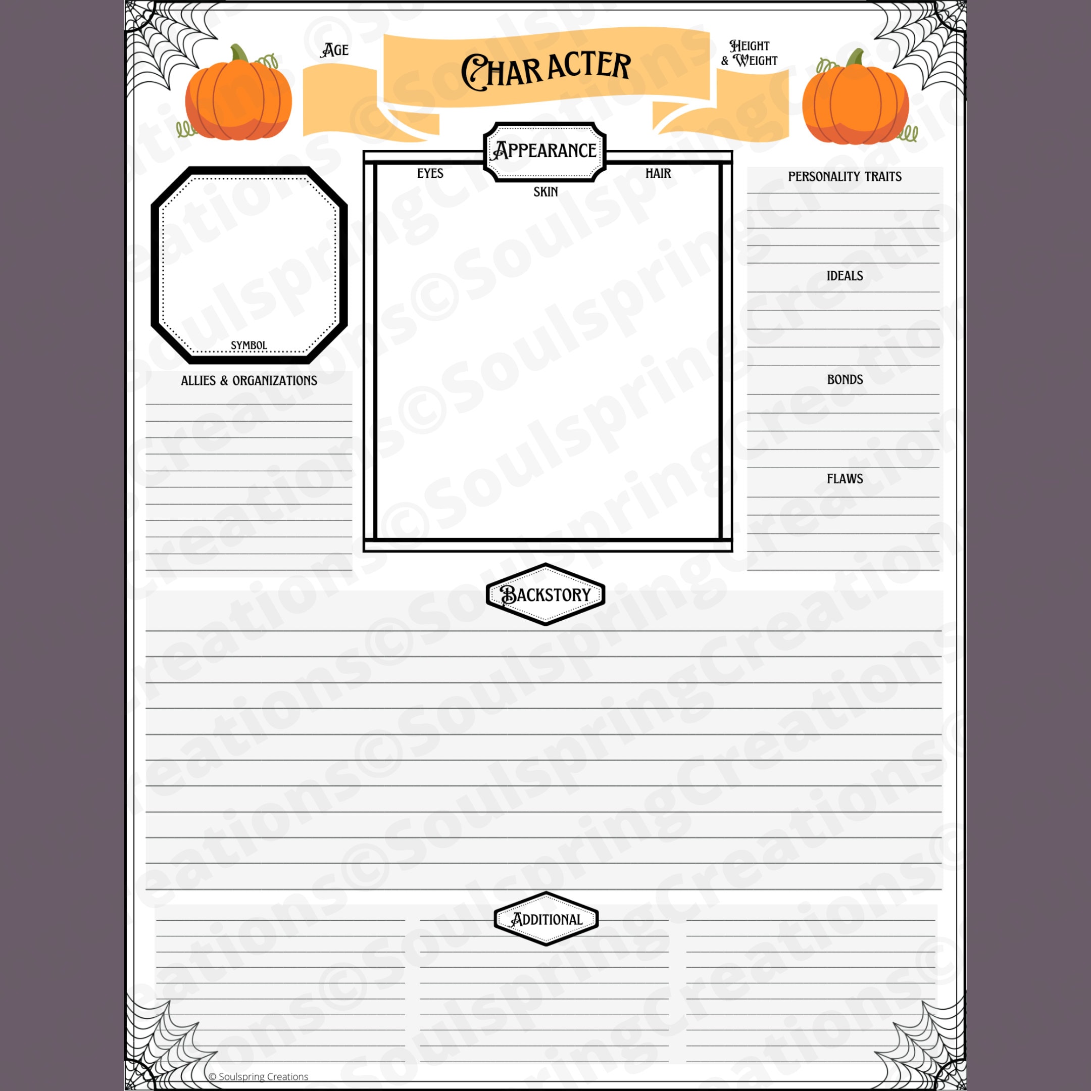 Halloween Dnd 5e Character Sheet: Printable Dungeons and Dragons Stat ...