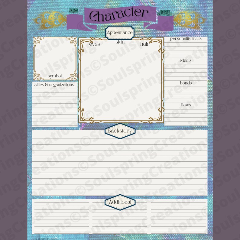 Peacock | Dnd 5e Character Sheet, Dungeons and Dragons Stat Sheet, Dnd ...