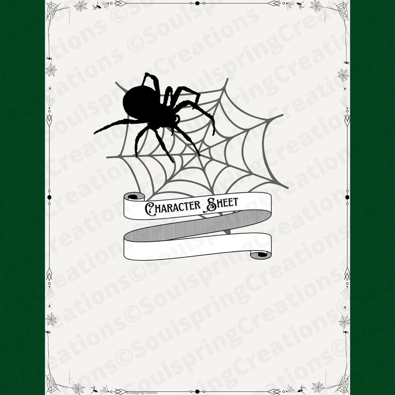 Spider | Dnd 5e Character Sheet, Dungeons and Dragons Stat Sheet, Dnd ...