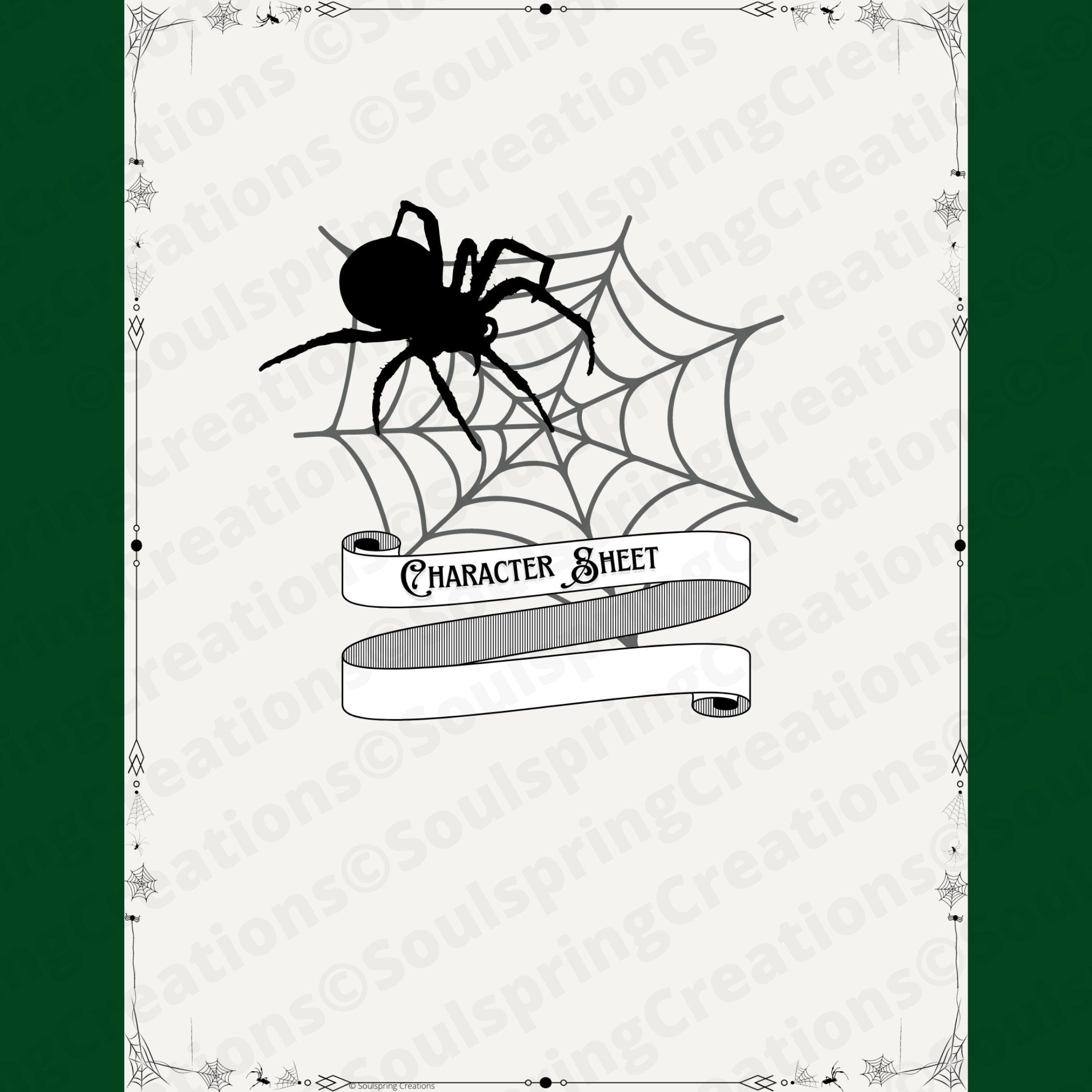 Spider Dnd 5e Character Sheet: Printable RPG Stat Sheet (PDF Download) - Etsy