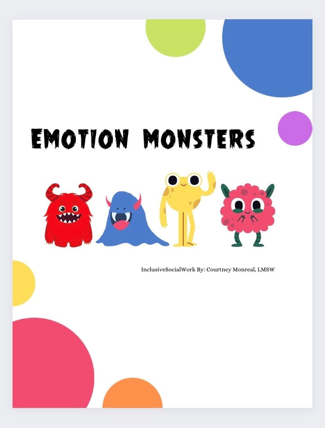 Emotion Monsters- Identifying Your Emotions Activity - Etsy