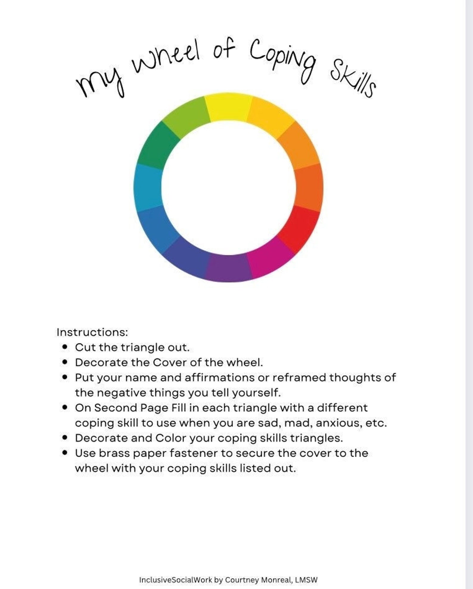 My Wheel of Coping Skills - Etsy