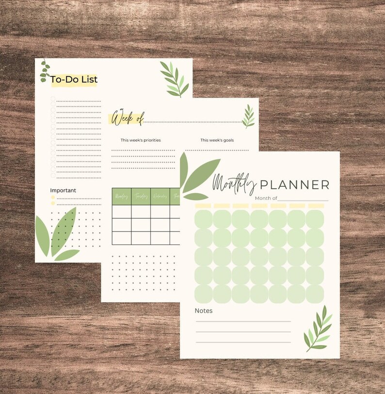 Printable Plant Monthly Calendar, Weekly Calendar, To-do List, Instant ...