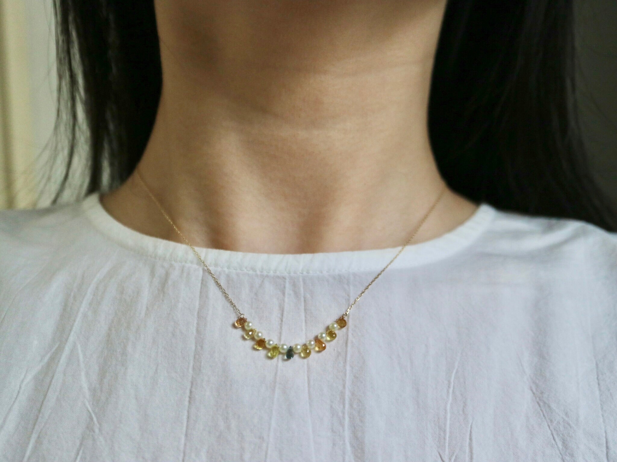 Mixed Rainbow Color Sapphire 2.5-3mm Rare Size Akoya Pearl Pendant ...