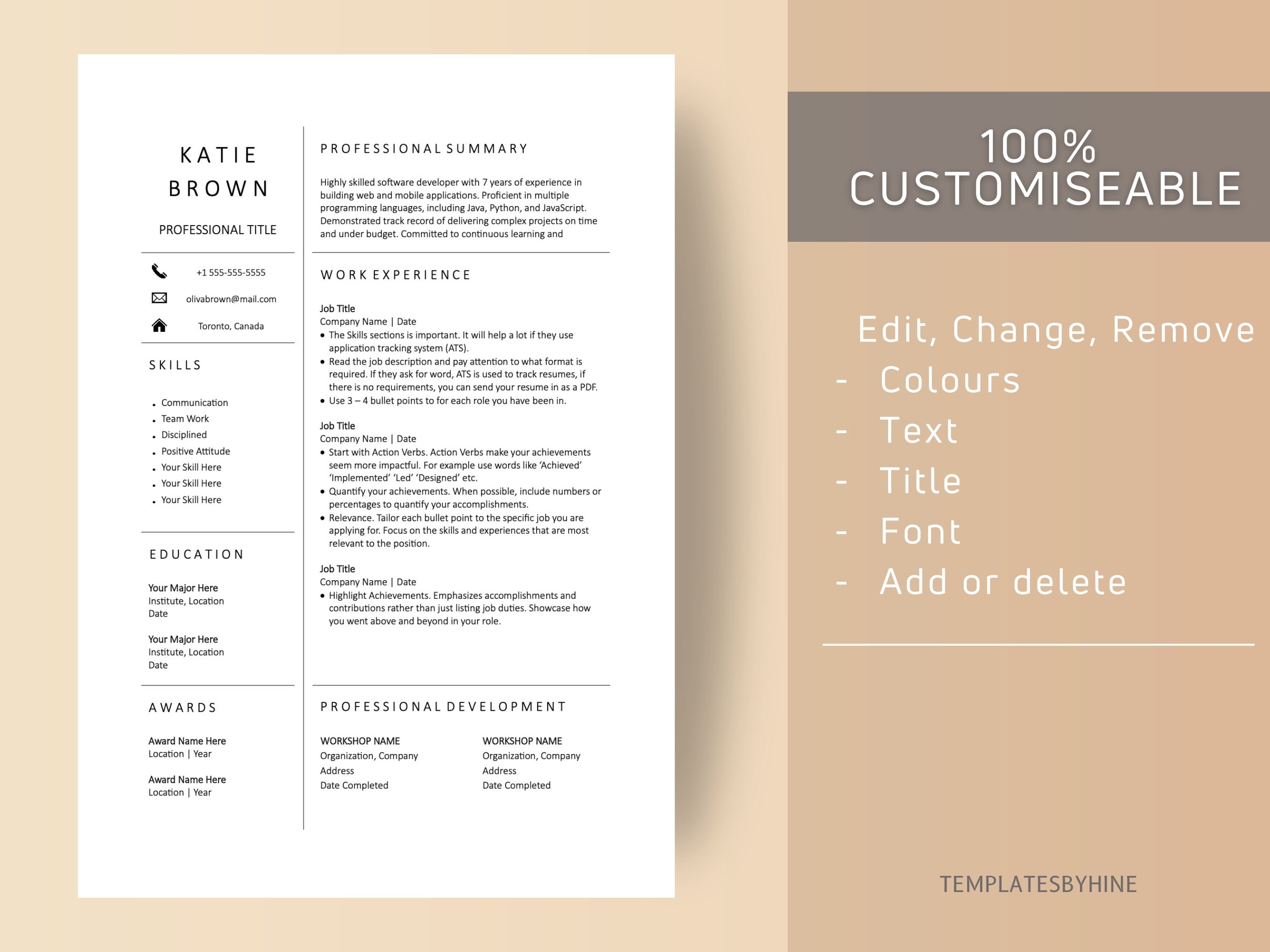 Clean and Modern Resume Template Word CV Template Cover Letter ...