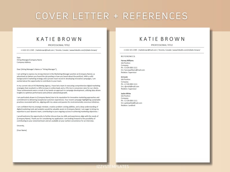 ATS Friendly Resume Template Microsoft Word Cover Letter References ...