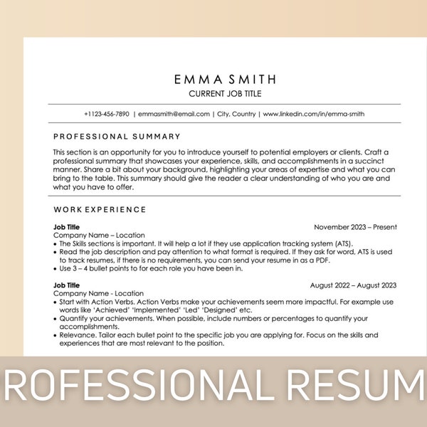 ATS Friendly Resume Template Microsoft Word Cover Letter References ...