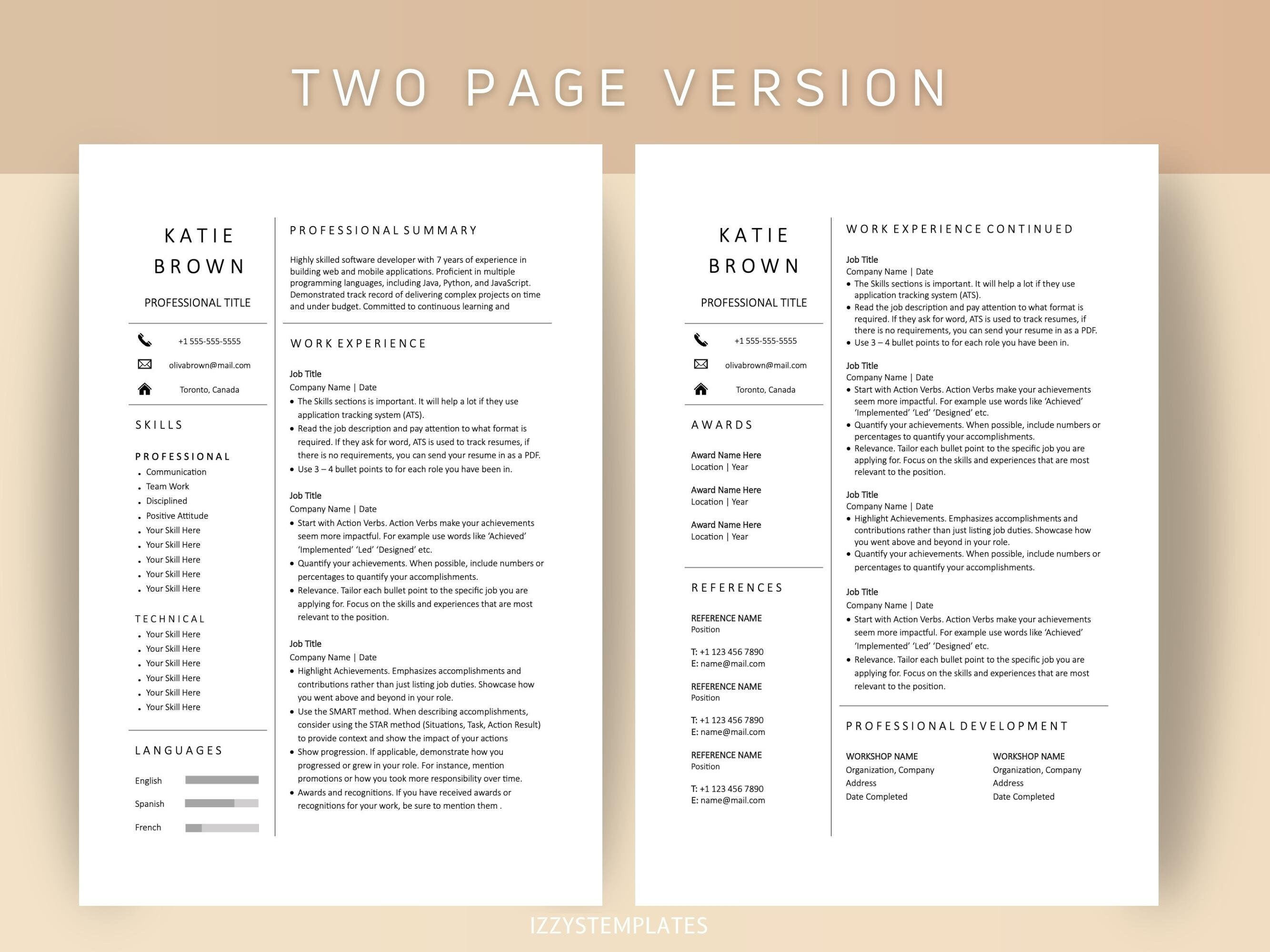 Clean and Modern Resume Template Word CV Template Cover Letter ...