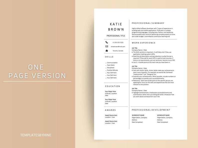 Clean and Modern Resume Template Word CV Template Cover Letter ...